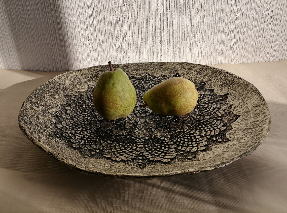 Large Paper Mache Plate With Ethnic Style Relief With an Old Gold ...