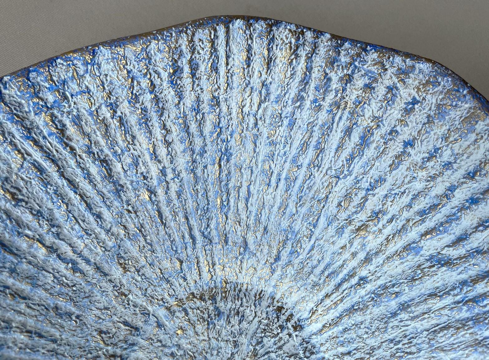 Light Blue Wavy Paper Mache Bowl With Golden Touch. Recycled Papier ...