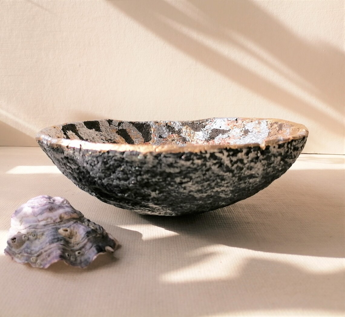 Paper Pulp Vessel With Gold and Silver Foil. Unique Papier - Etsy UK