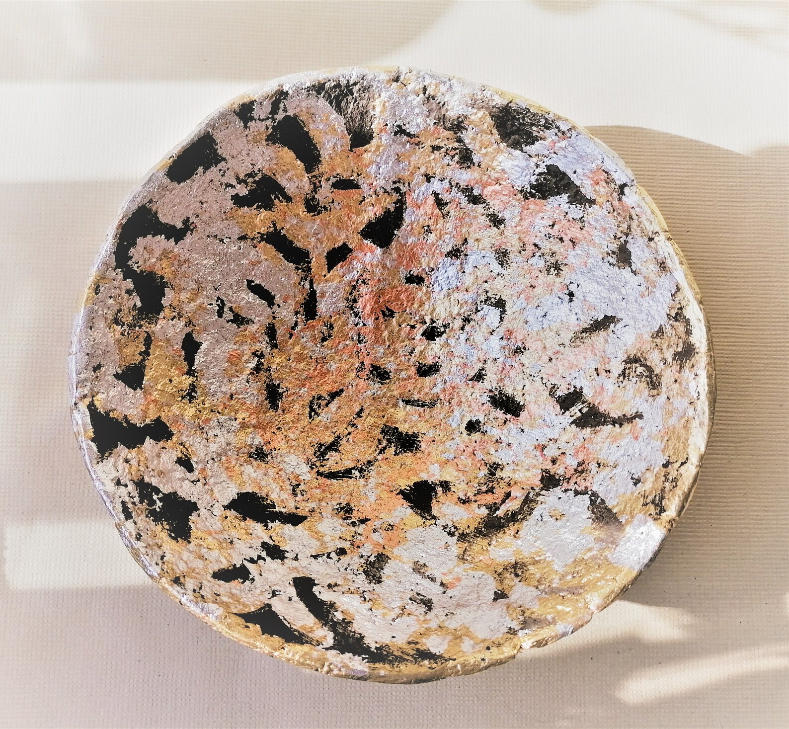 Paper Pulp Vessel With Gold and Silver Foil. Unique Papier Mache ...