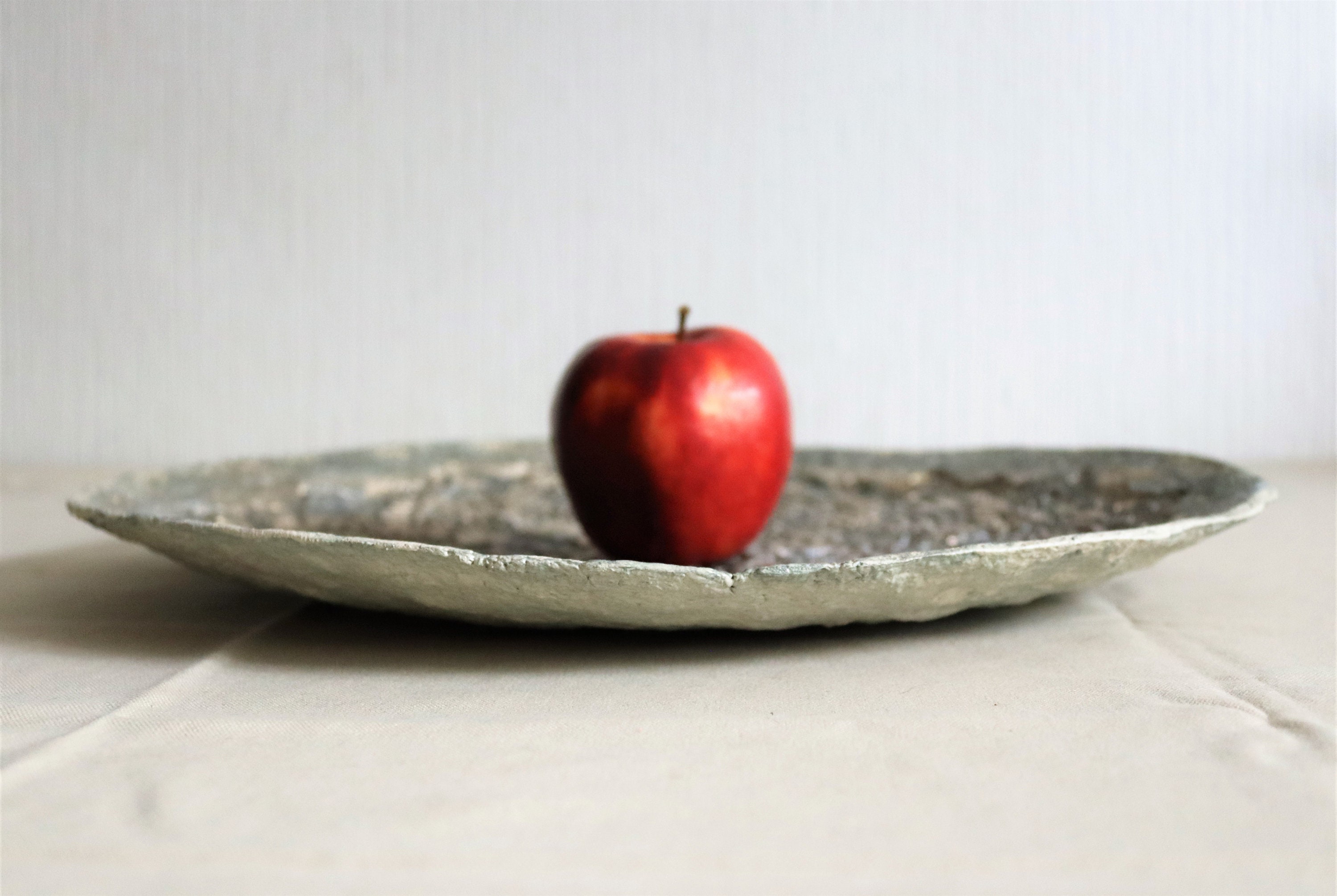 Large Paper Mache Plate With Ethnic Ornament. Gray Pearl - Etsy
