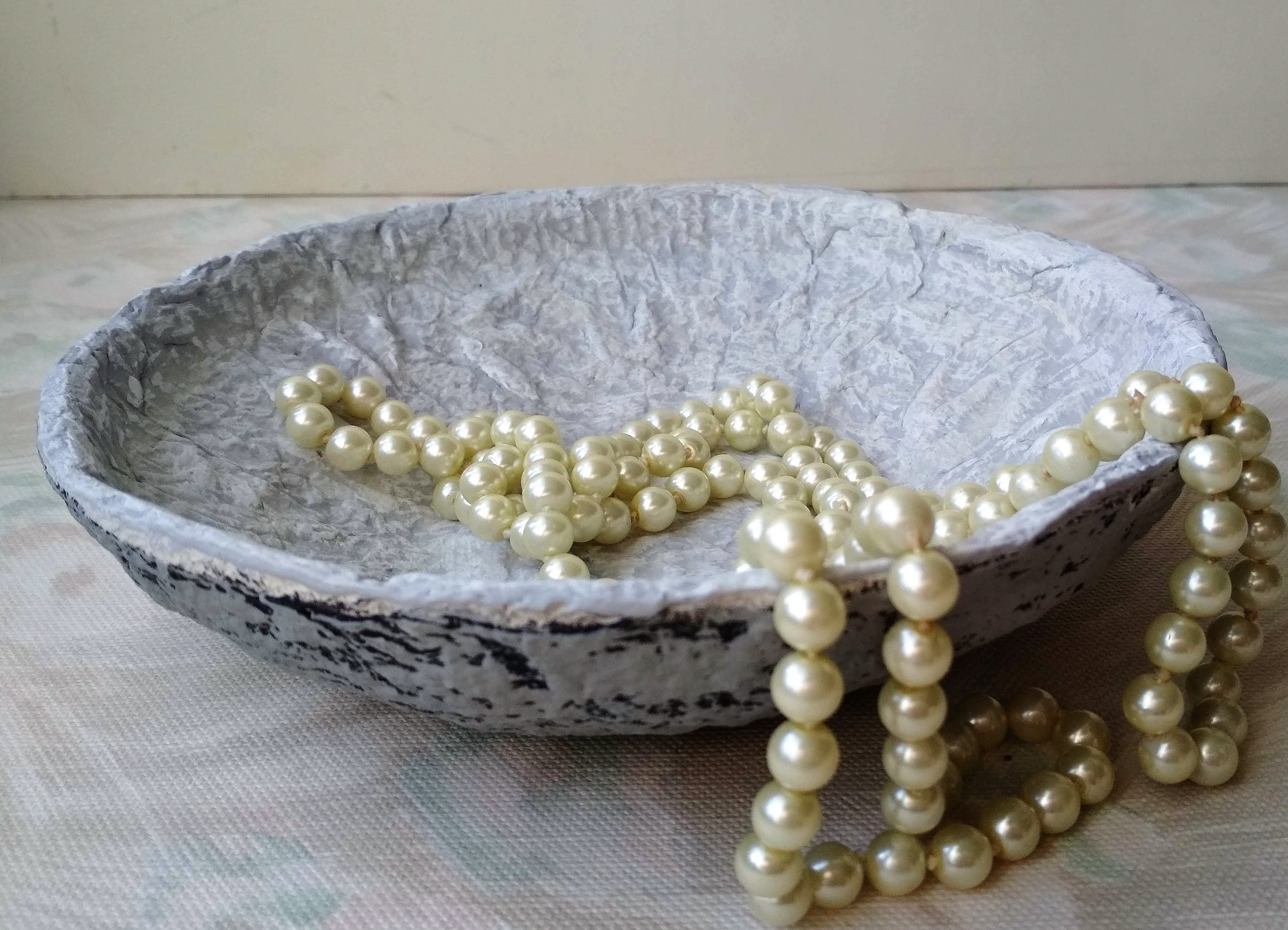 Recycled Paper Handmade Art Decor. Hand Painted Paper Mache Bowl. A ...