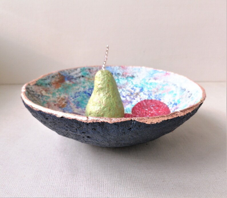 Paper Mache Bowl: Recycled Decorative Plate With Heart & Key - Etsy