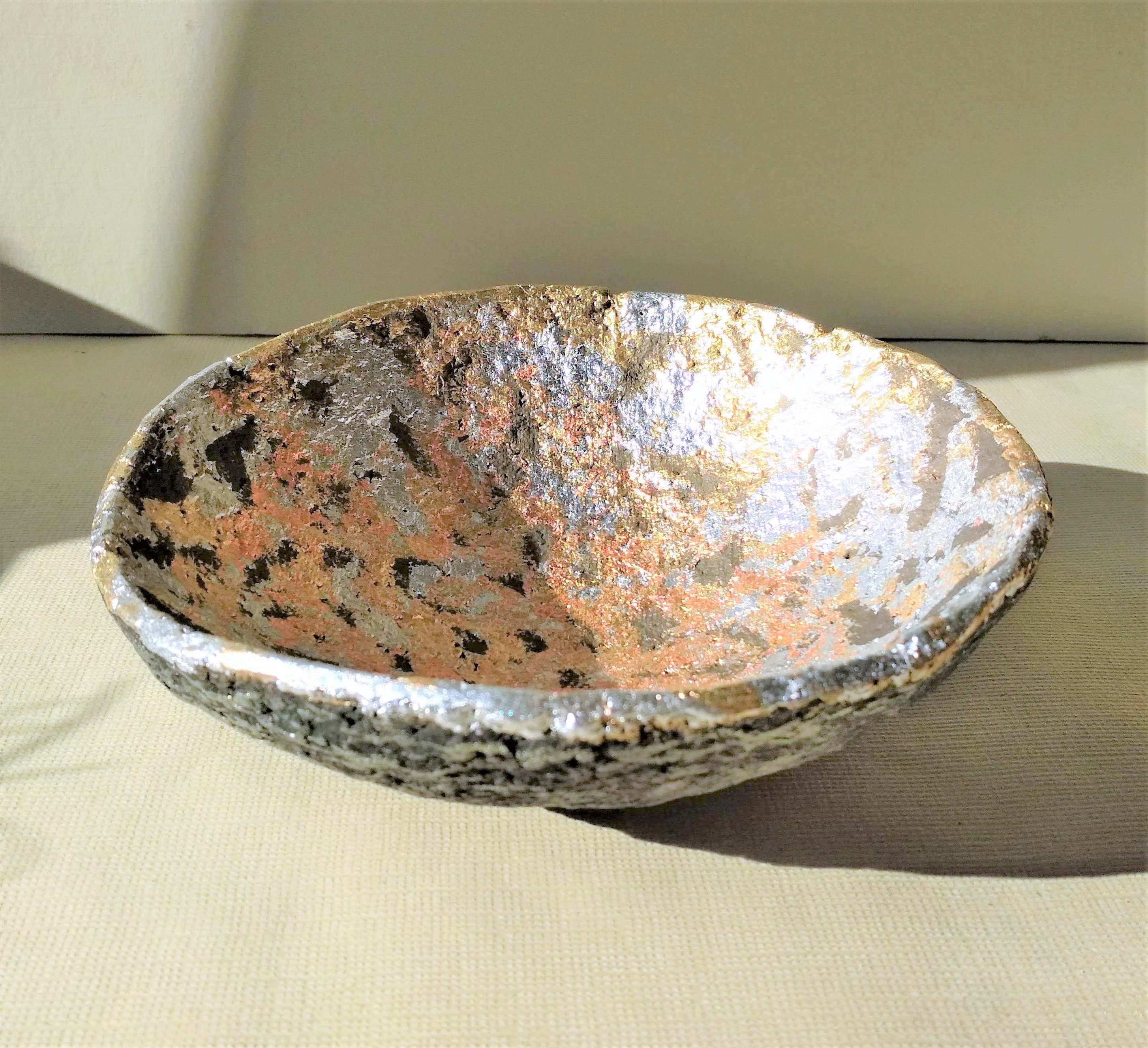 Paper Pulp Vessel With Gold and Silver Foil. Unique Papier Mache ...