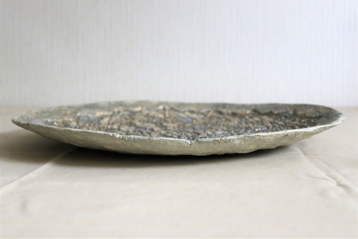 Large Paper Mache Plate With Ethnic Ornament. Gray Pearl - Etsy