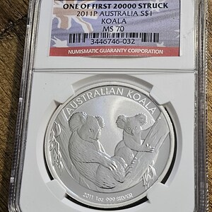 2011 P Australia Silver Koala One Dollar NGC MS70 One of the First 20,000 Struck Certified by ...
