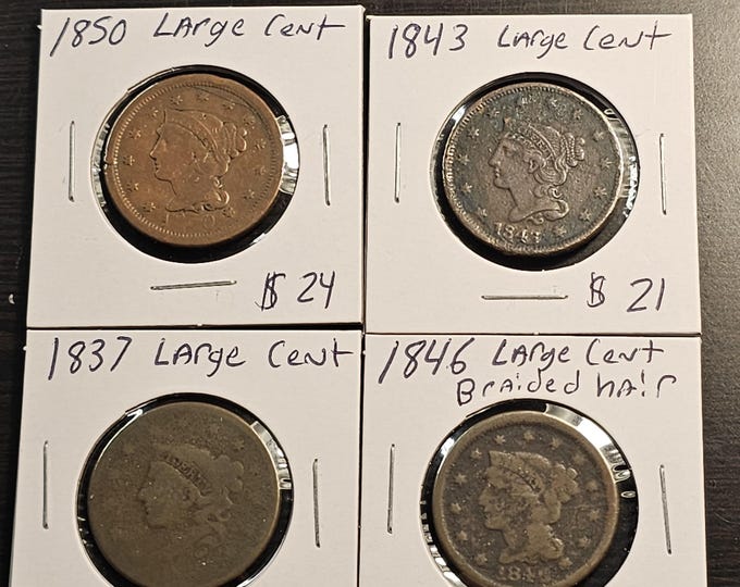Bargain Large Cent Lot 1837,1843,1846,1850 as Pictured - Etsy