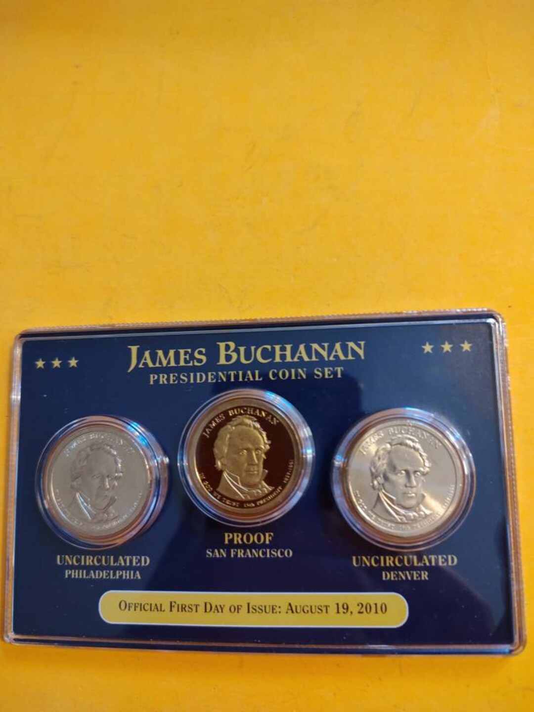 James Buchanan 3 Coin Dollar Set First Day of Issue Proof and ...