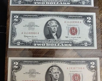 1953 Series Two Dollar Red Notes Nicely Circulated - Etsy