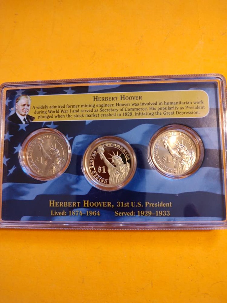 Herbert Hoover 3 Coin Dollar Set First Day of Issue Proof and - Etsy