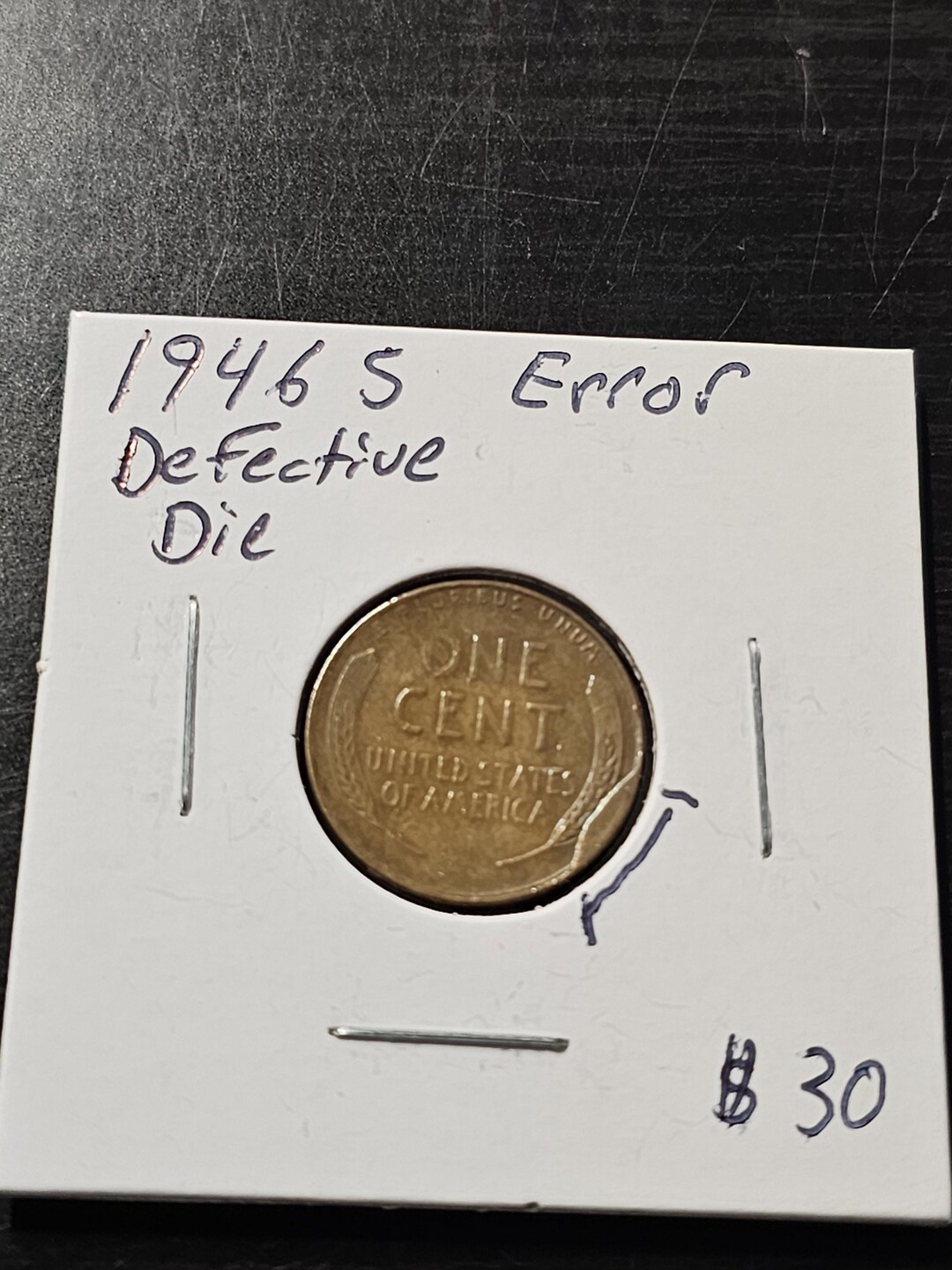 1946 S Defective Die Wheat Penny Error Coin - Etsy