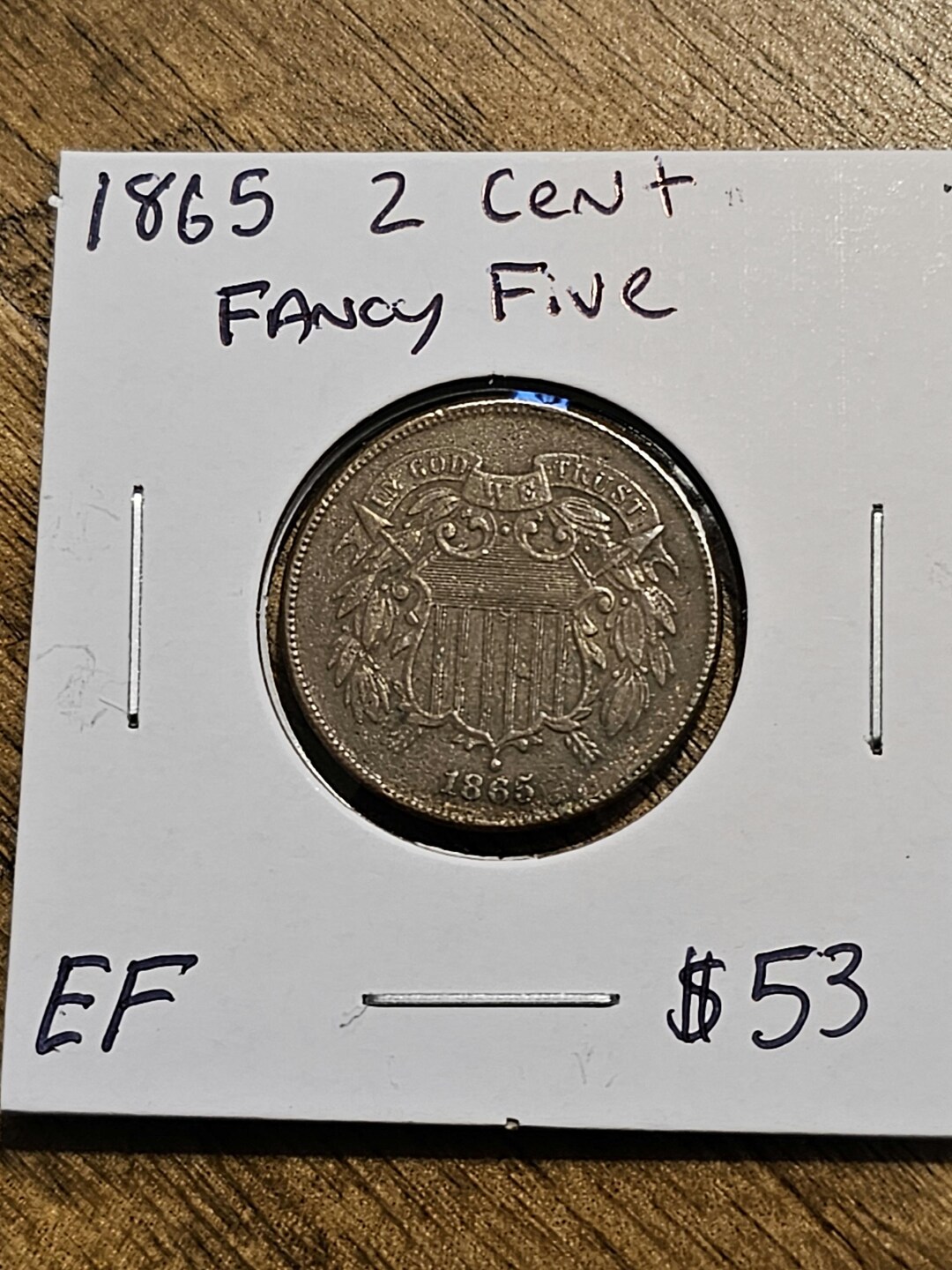1865 Extra Fine Fancy Five Two Cent Coin - Etsy