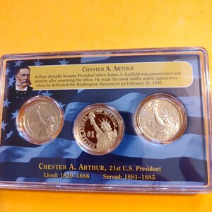 Chester A Arthur 3 Coin Dollar Set First Day of Issue Proof and ...