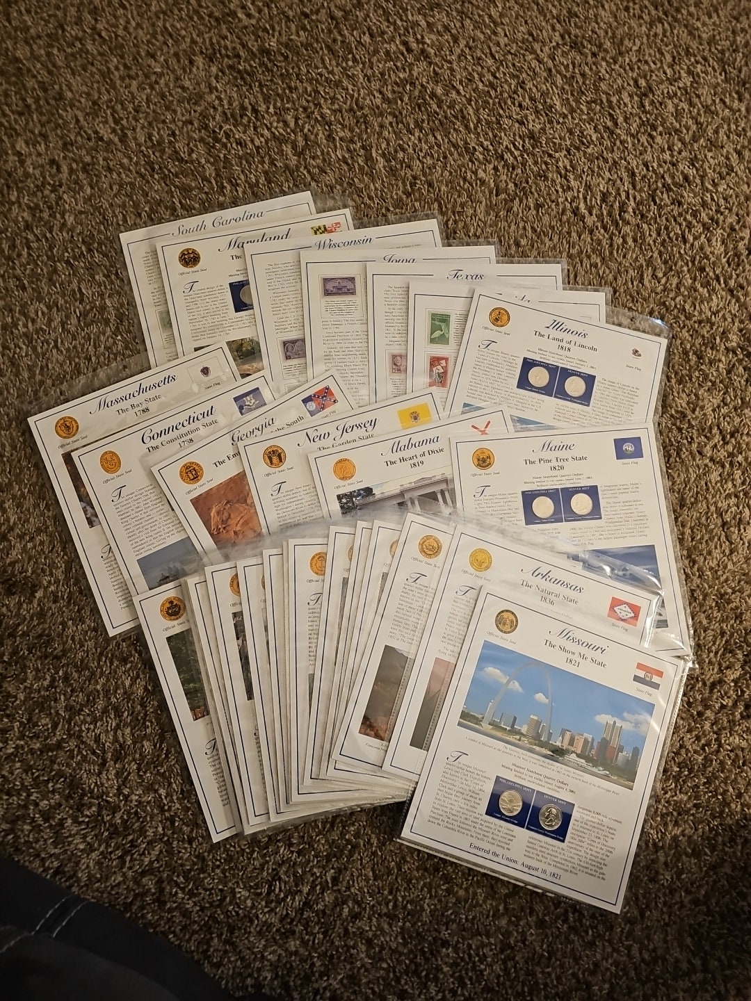28 Statehood Quarter/stamp Collection Postal Society Commemorative Lot ...