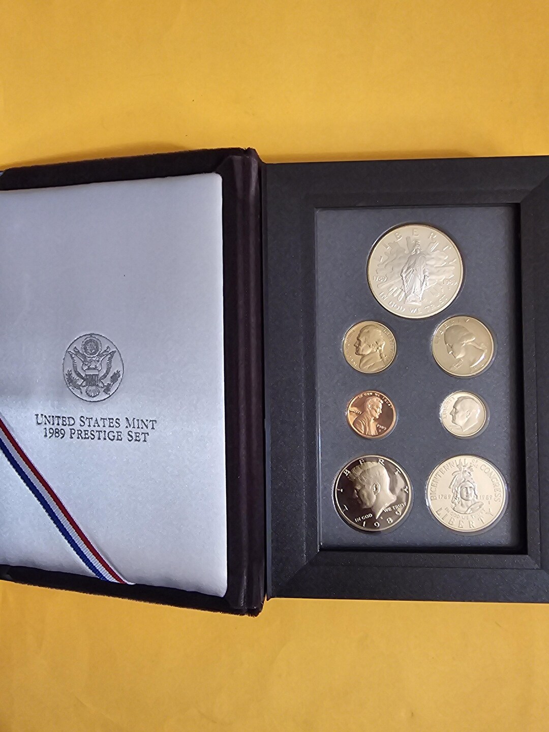 1989 Prestige Set Including the Congressional Silver Dollar and Clad ...