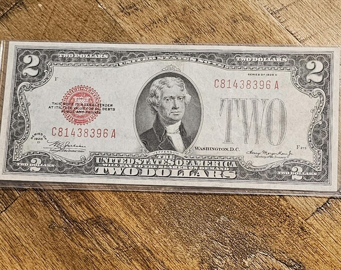 Rare Uncirculated 1928 D Series Two Dollar Red Note - Etsy