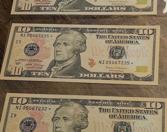 Uncirculated Star Note 2017 US 10 Dollar Bill “I” Minneapolis! Rare ...