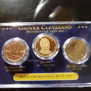 Grover Cleveland 3 Coin Dollar Set First Day of Issue Proof and ...