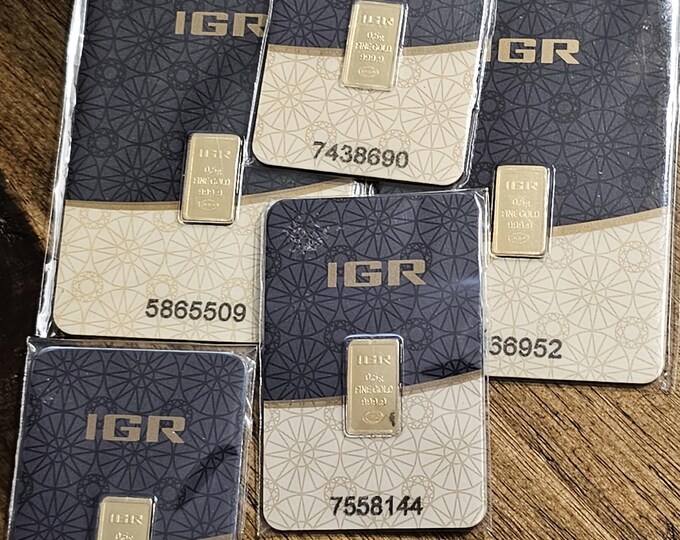 IGR Gold Bar .5 Gram Istanbul Gold Refinery 999.9 Fine Gold in Assay ...