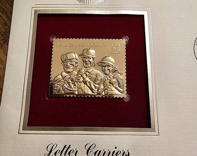Letter Carriers We Deliver First Day of Issue 22kt Gold Replica Stamp ...