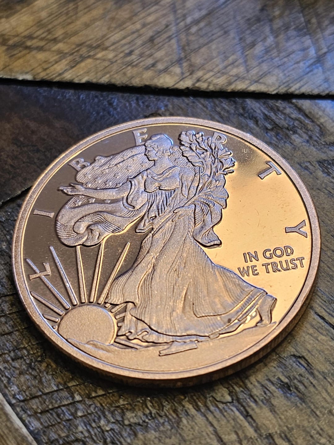 Walking Liberty 1 OZ Copper Round .999 Fine Copper Avdp Art Bullion ...