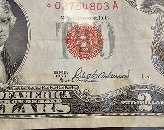 1953 Series Two Dollar Red Notes Nicely Circulated - Etsy