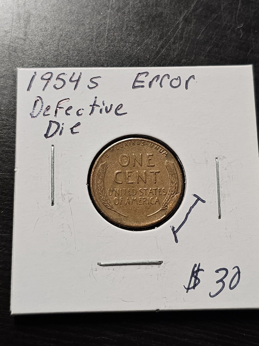 1954 S Defective Die Wheat Penny Error Coin - Etsy