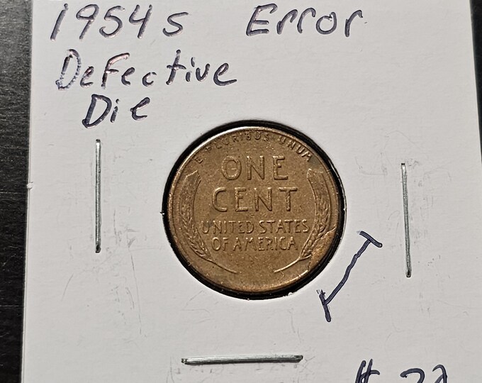 1954 S Defective Die Wheat Penny Error Coin - Etsy