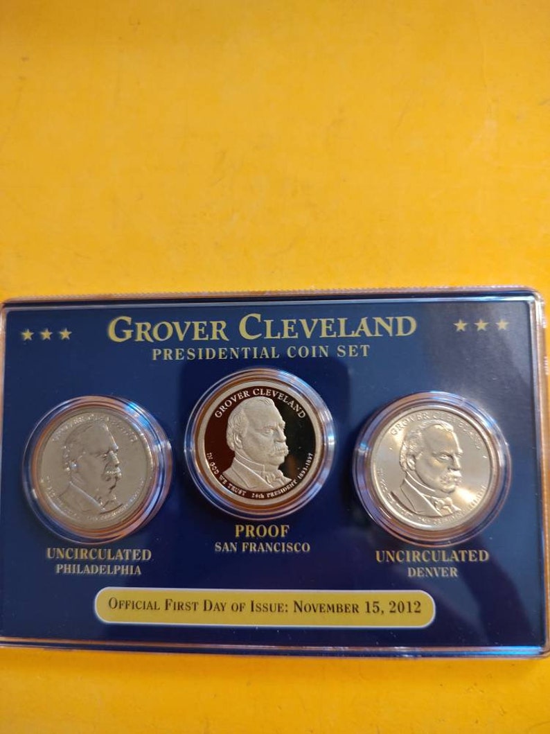 Grover Cleveland 3 Coin Dollar Set First Day of Issue Proof and ...
