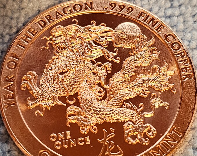 Year of the Dragon 1 Oz Copper Round .999 Fine Copper Art Bullion - Etsy