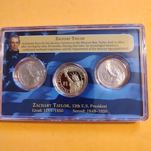 Zachary Taylor 3 Coin Dollar Set First Day of Issue Proof and ...