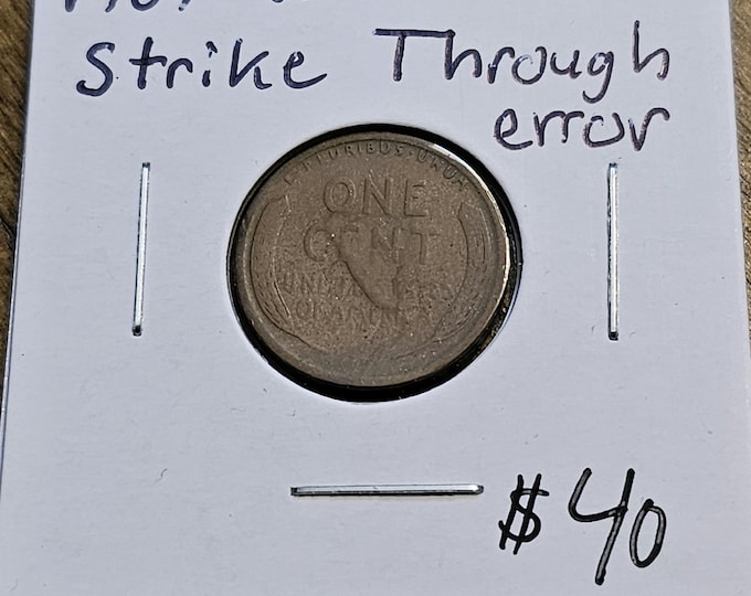 1909 Strike Through Wheat Penny Error Coin - Etsy