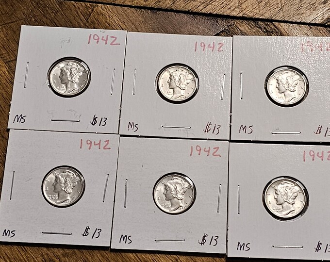 One 1942 Uncirculated Silver Mercury Dime - Etsy