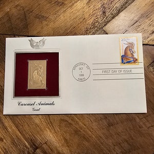 Goat Carousel Animals First Day of Issue 22kt Gold Replica Stamp - Etsy