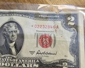 1953 Series Two Dollar Red Notes Nicely Circulated - Etsy