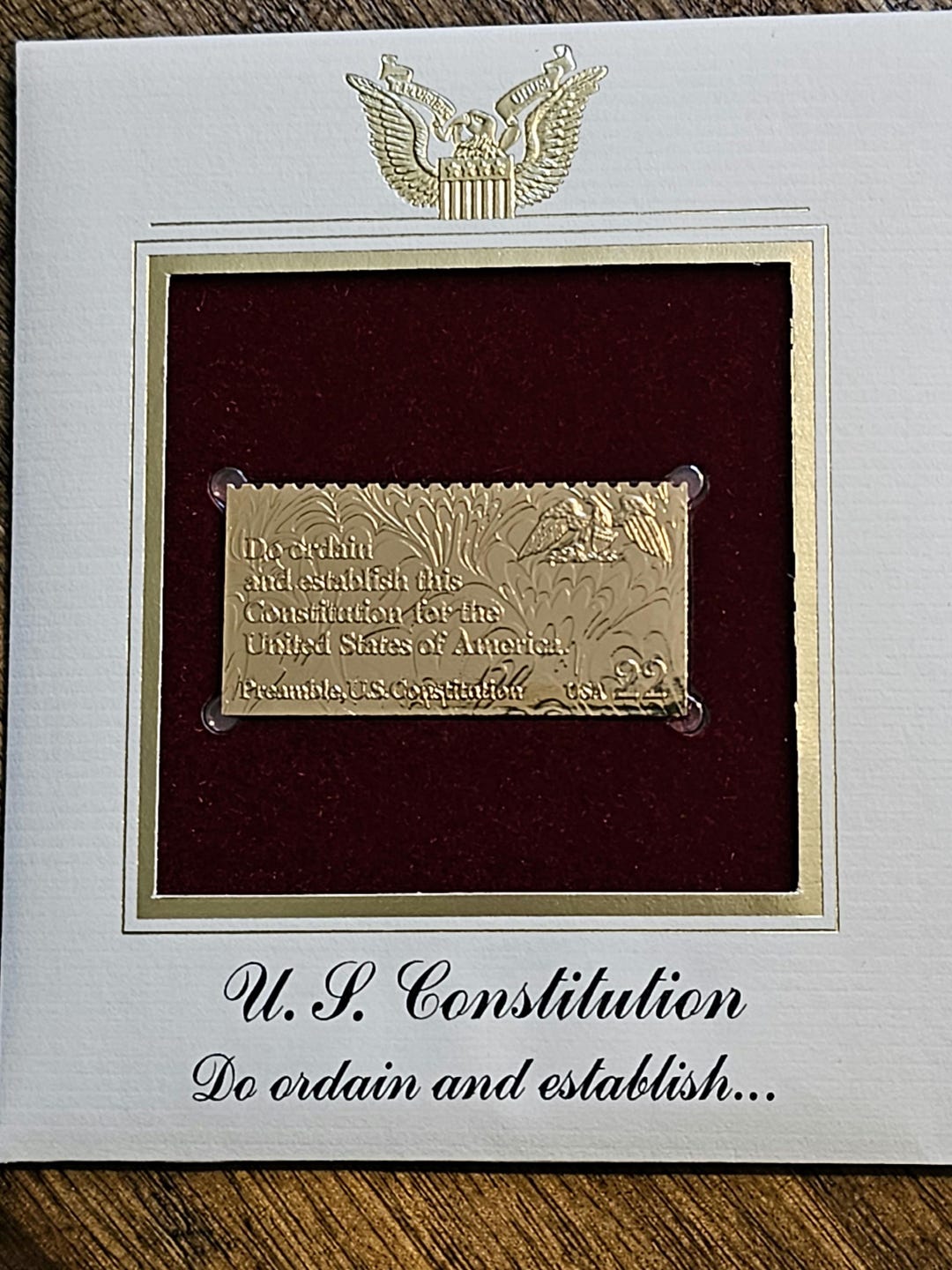 U.S. Constitution Do Ordain and Establish First Day of Issue 22kt Gold ...