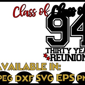 Reunion SVG DXF JPEG Silhouette Cameo Cricut Class of 1994 Png Camera ...