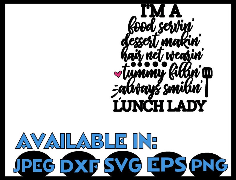 Cafeteria Svg Dxf Jpeg Silhouette Cameo Cricut Lunch Lady Svg Etsy