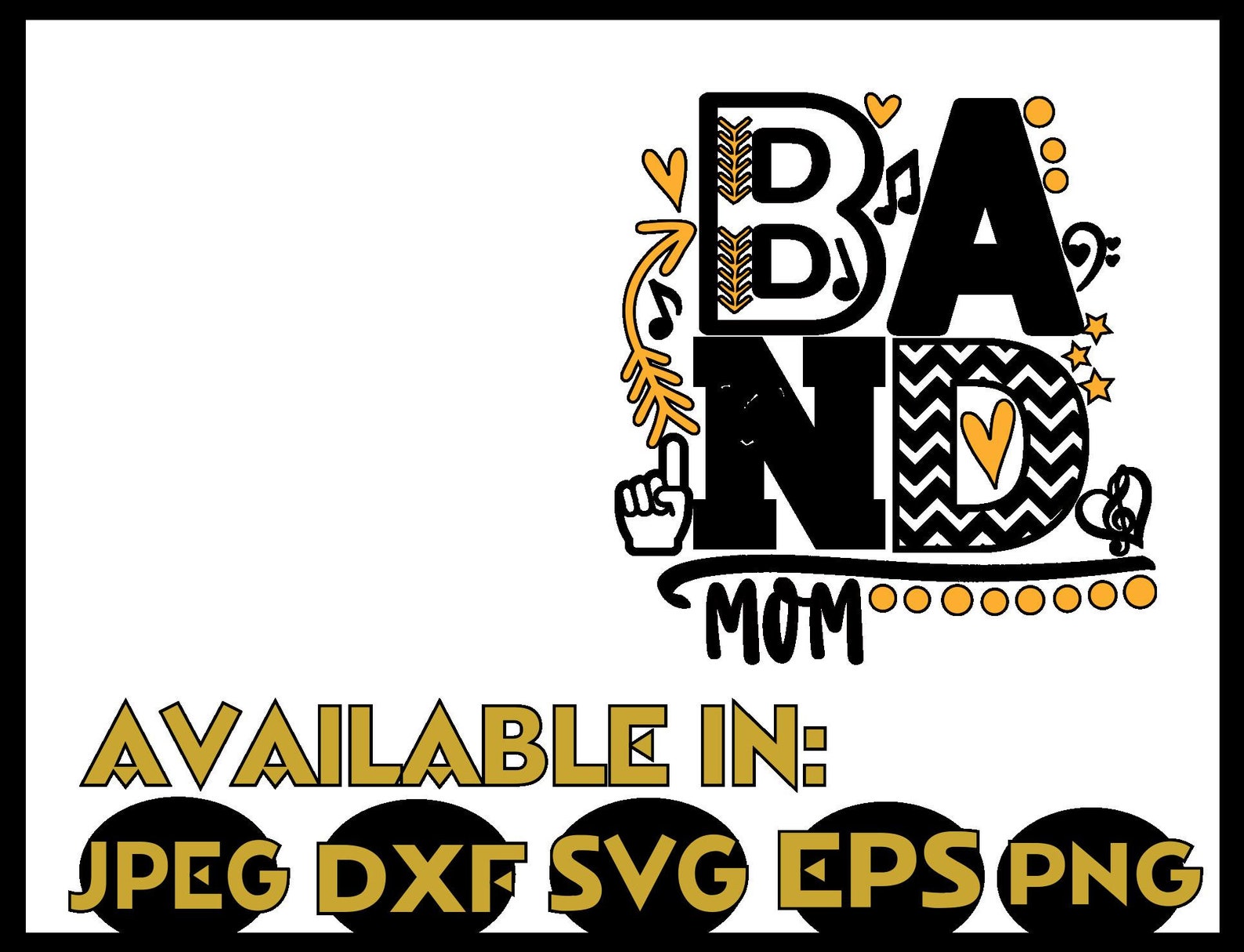 Band SVG DXF JPEG Silhouette Cameo Cricut Band Mom Svg Iron on - Etsy