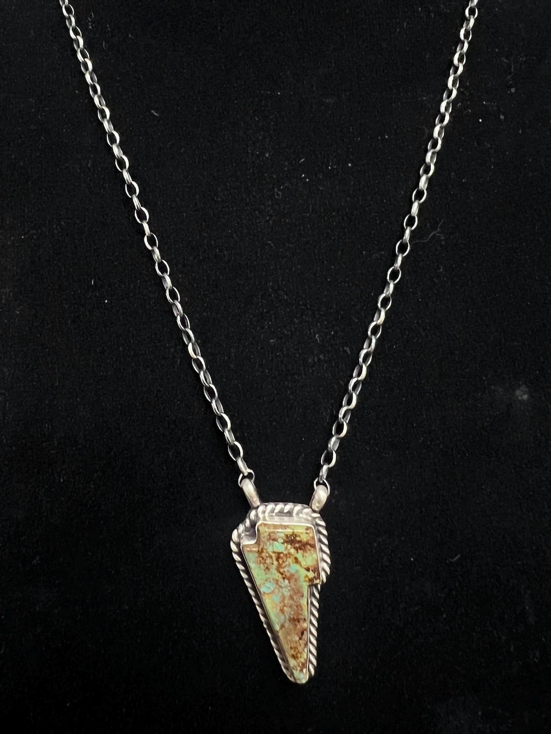 Donovan Skeet, Navajo, Lightning Bolt Turquoise Necklace in Sterling ...