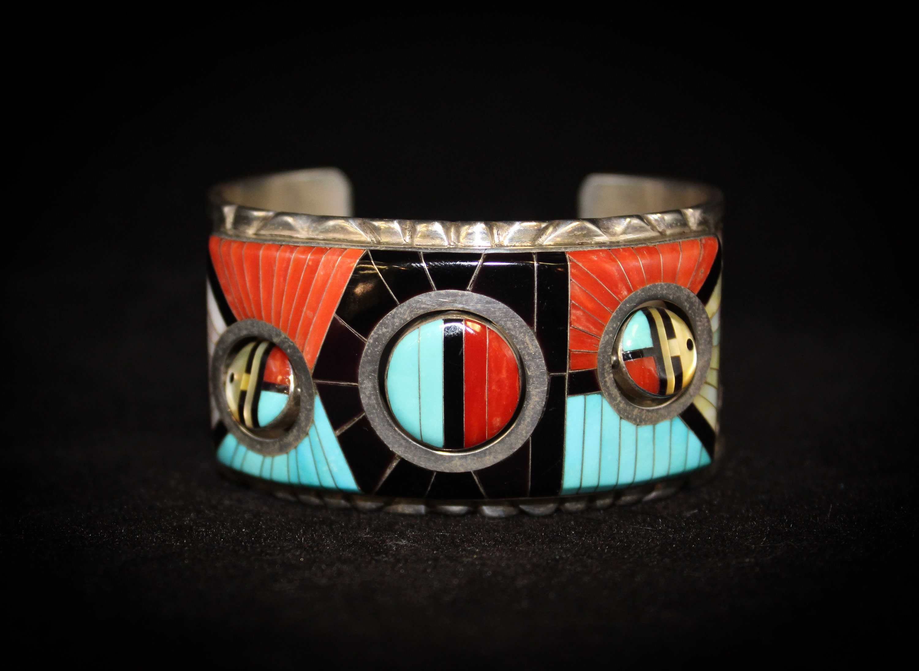 Don Dewa Zuni Sterling Silver Inlaid Coral Mother of Pearl | Etsy