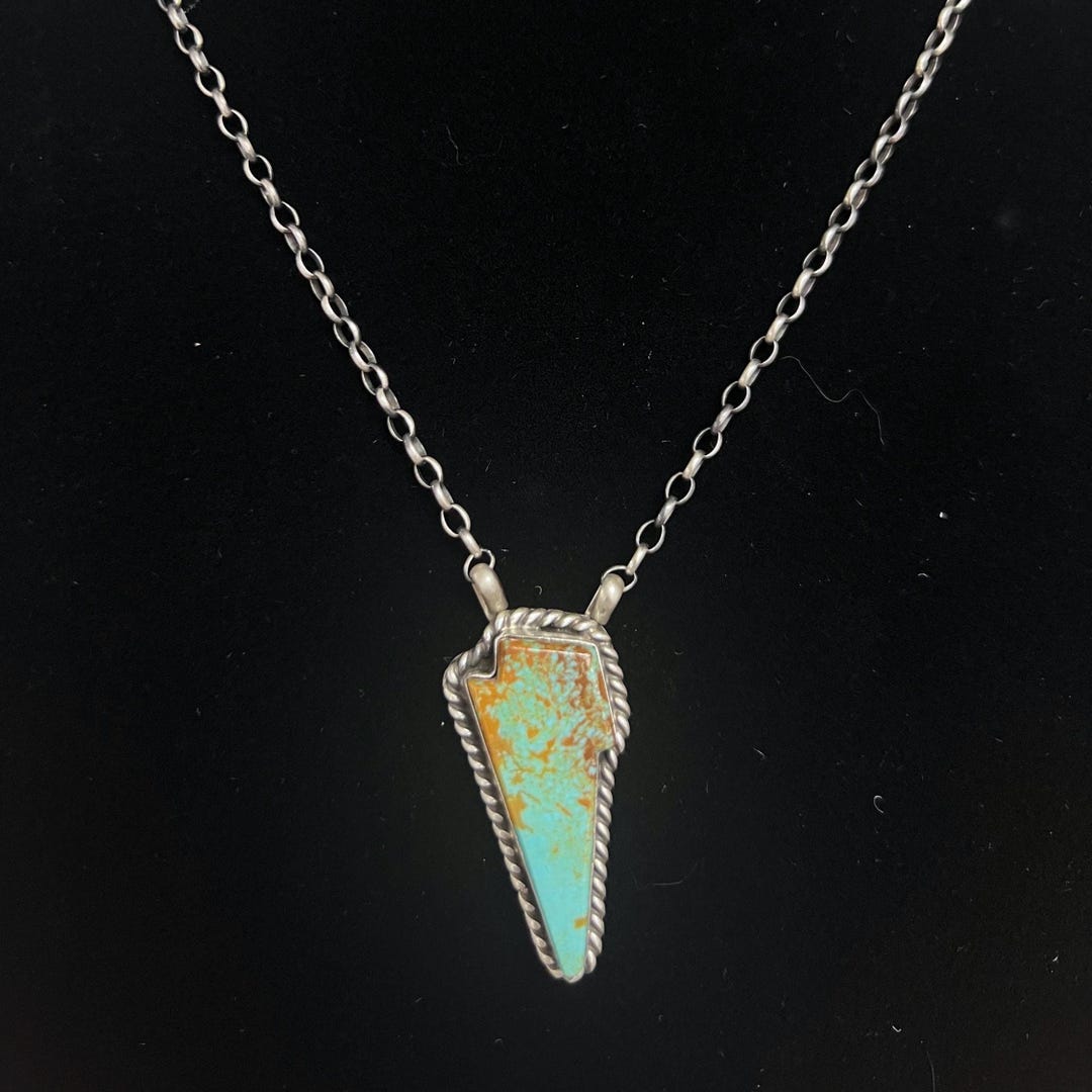 Donovan Skeet, Navajo, Lightning Bolt Turquoise Necklace in Sterling ...