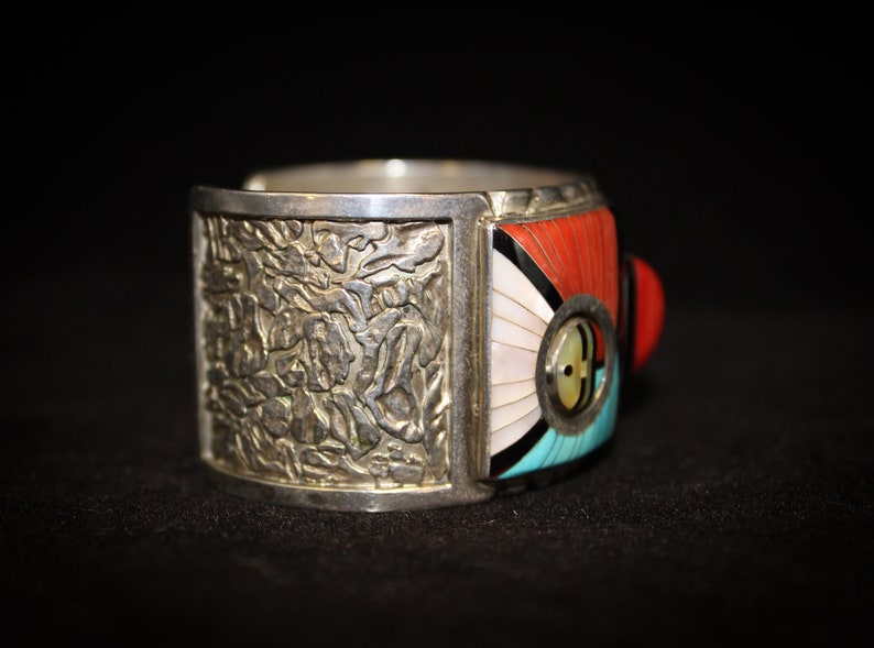 Don Dewa Zuni Sterling Silver Inlaid Coral Mother of Pearl | Etsy