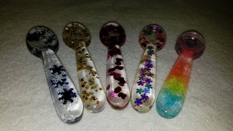 Set of 10- Novelty Resin Glitter Spoons for With Bath Scrubs, Salts ...