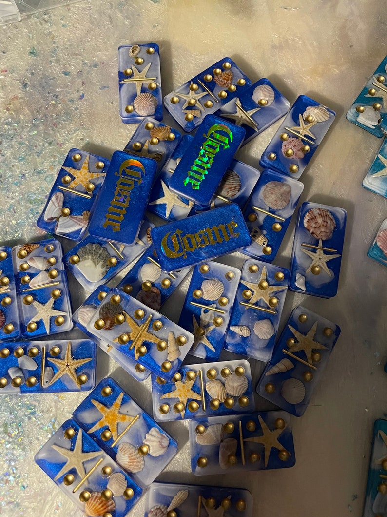 Beach Bones Dominoes- Customized Double 9- 55 Tiles Handcrafted Beach ...