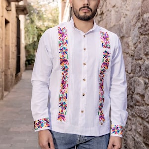 Mens Mexican Traditional Shirt. Ethnic Embroidered Guayabera for Men ...