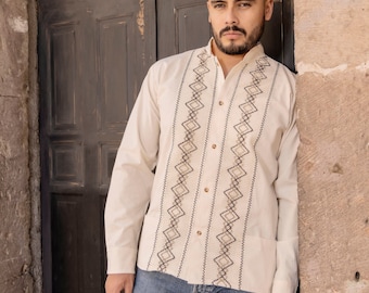 Mens Mexican Traditional Shirt. Floral Embroidered Guayabera for Men. Formal Button up Shirt ...
