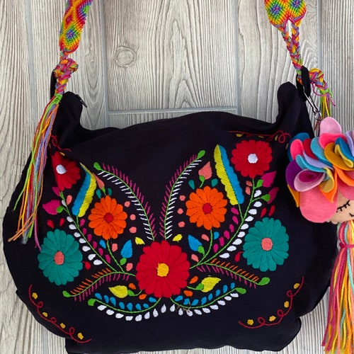 Mexican Morral Bag. Floral Embroidered Bag. Traditional - Etsy