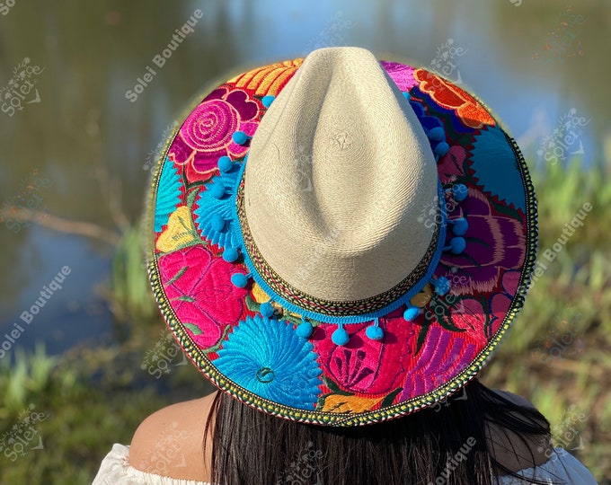 Mexican Palm Hat. Embroidered Hat. Colorful Floral Hat. - Etsy