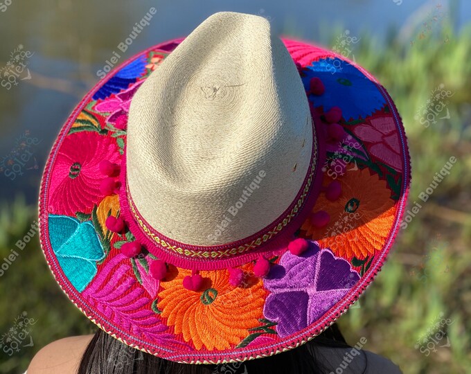 Mexican Palm Hat. Embroidered Hat. Colorful Floral Hat. - Etsy